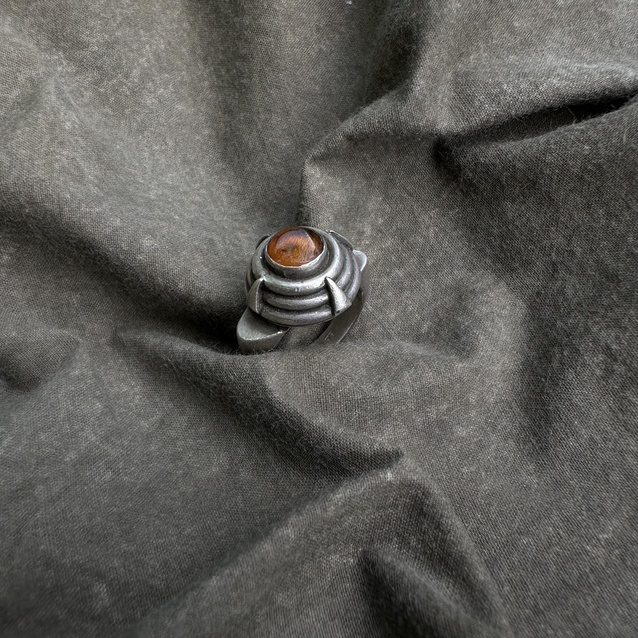 sterling silver • amber • chunky ring • sz7 - Depop