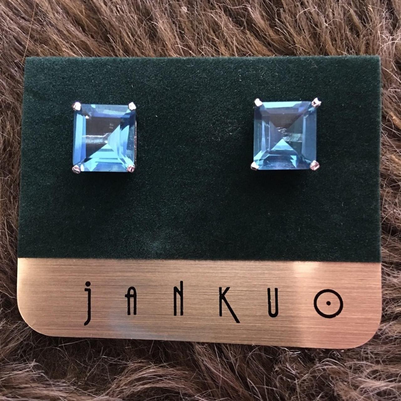 Janku simulated square cut blue topaz pierced... - Depop