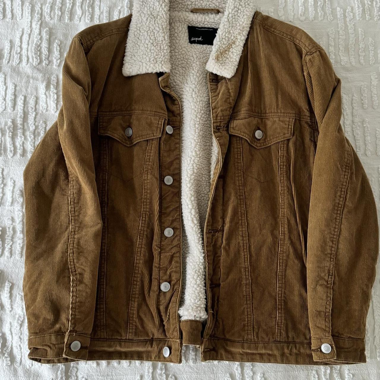 Supre Brown corduroy Sherpa jacket... | Depop