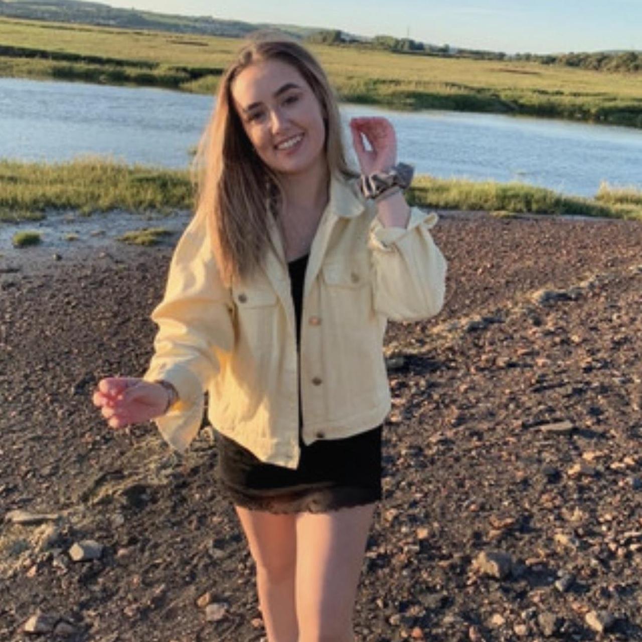 Cropped denim jacket Lemon jacket Worn once... - Depop