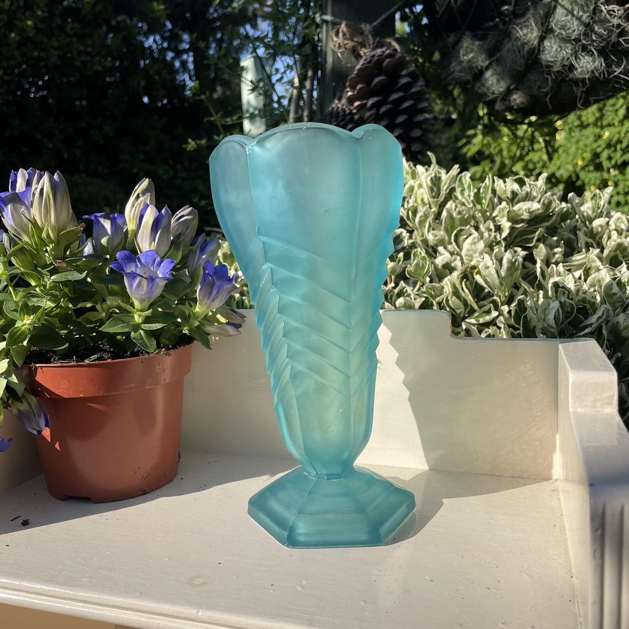 Pretty blue glass vase Vintage mid century modern... - Depop