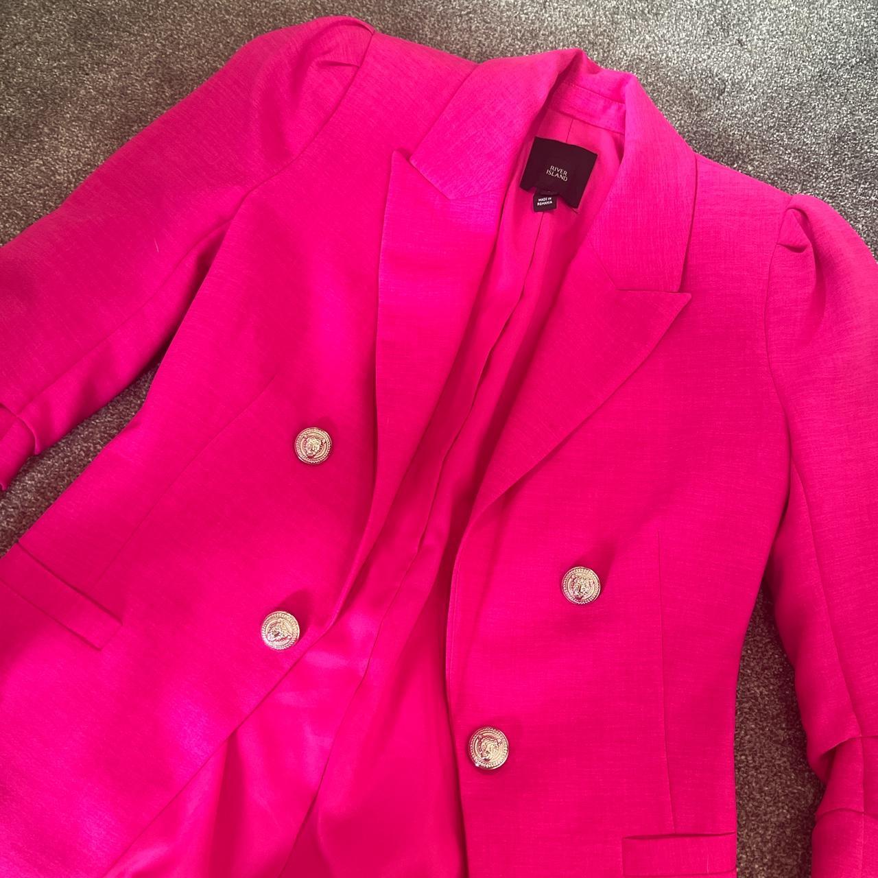New River Island fuchsia / hot pink military blazer... - Depop