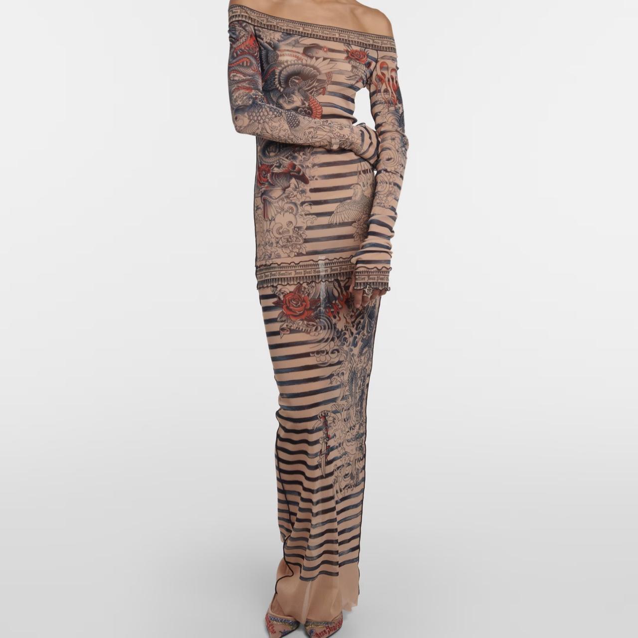 Jean paul gaultier tattoo collection mesh printed... - Depop
