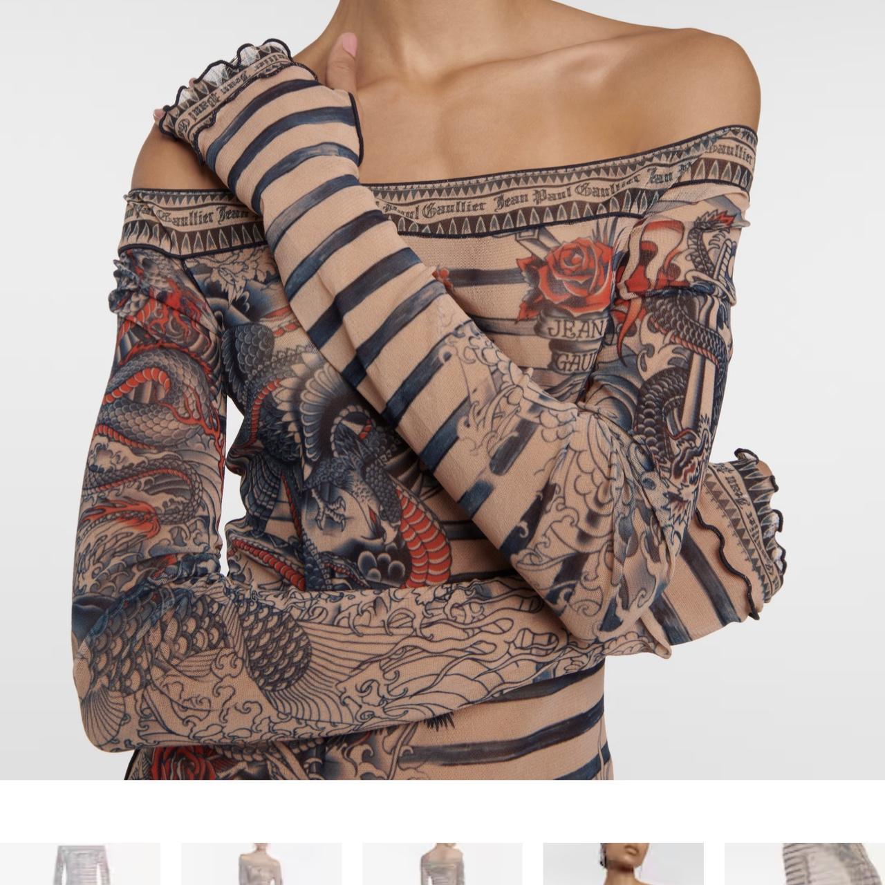 Jean paul gaultier tattoo collection mesh printed... - Depop