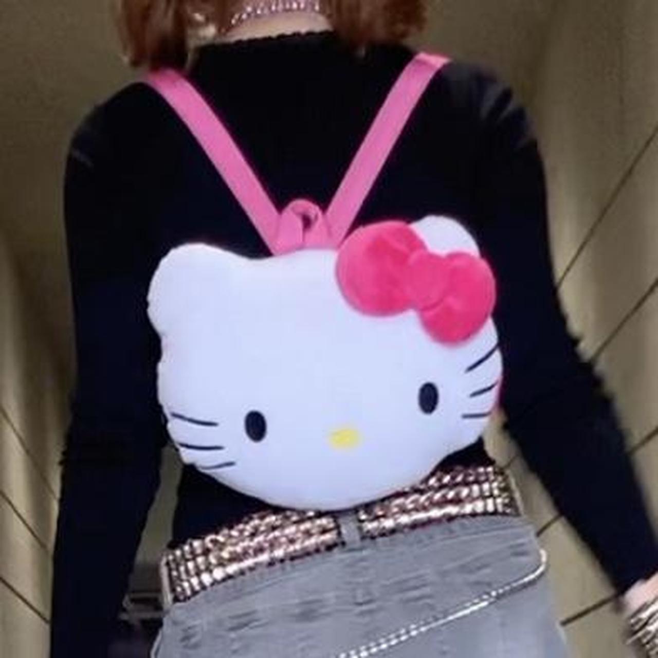 hello kitty head plushie bag backpack in used... - Depop