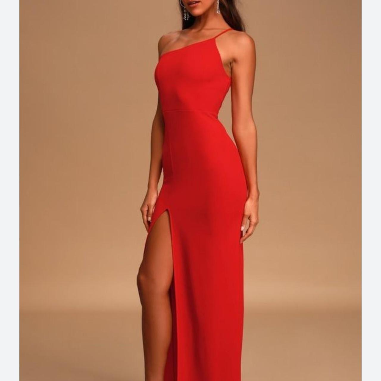 Keeper of My Heart Red One-Shoulder Maxi Dress XS | Depop