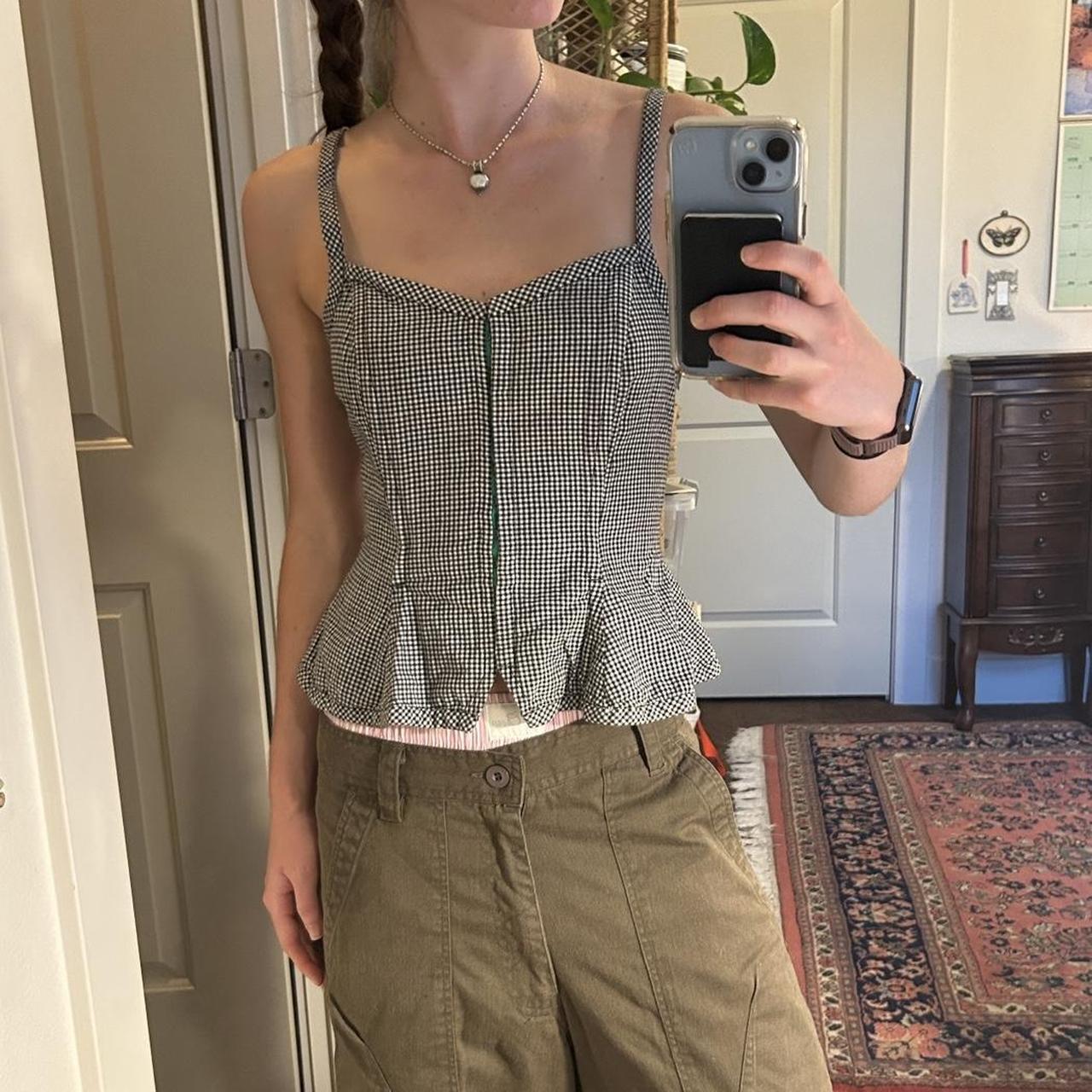 Detailed plaid fitted tank top -Brand: Viola -No... | Depop