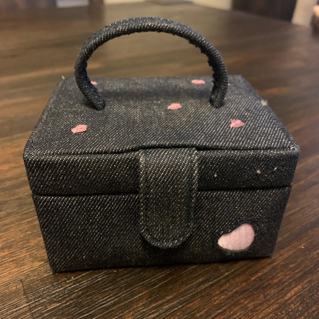 Y2k jewelry box Y2k heart sequin and denim jewelry... - Depop