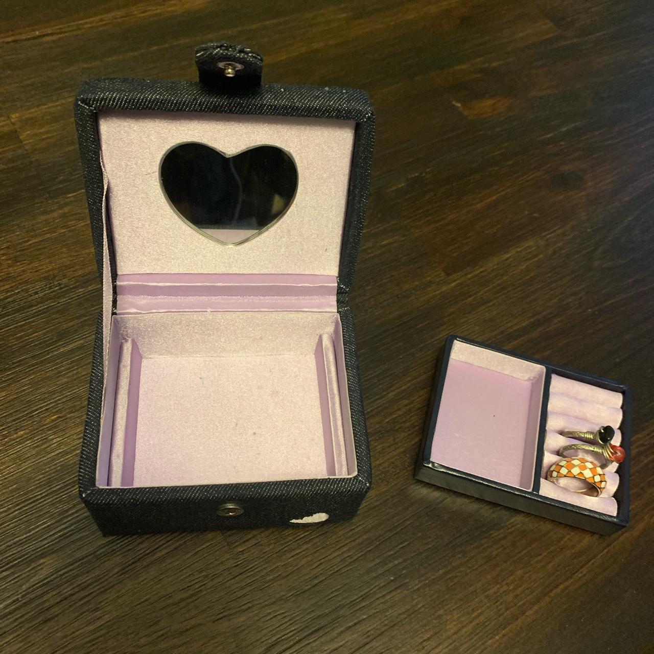 Y2k jewelry box Y2k heart sequin and denim jewelry... - Depop