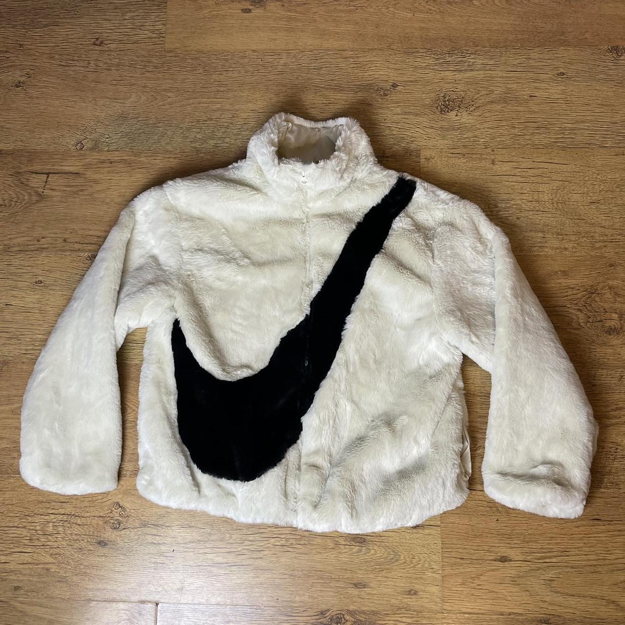 Brand New Nike Swoosh Striped Fluffy Fleece... - Depop