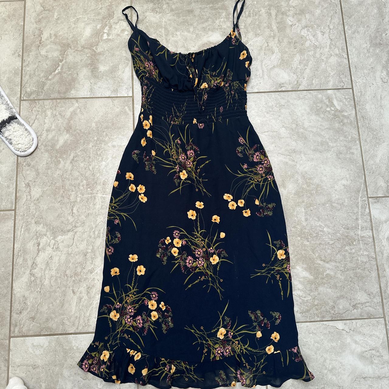 brand new with tag reformation navy floral dress... - Depop