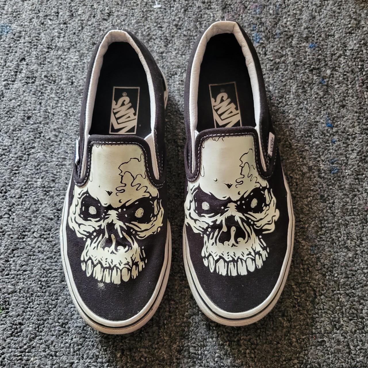 Skull head glow in da dark vans Will clean before... - Depop
