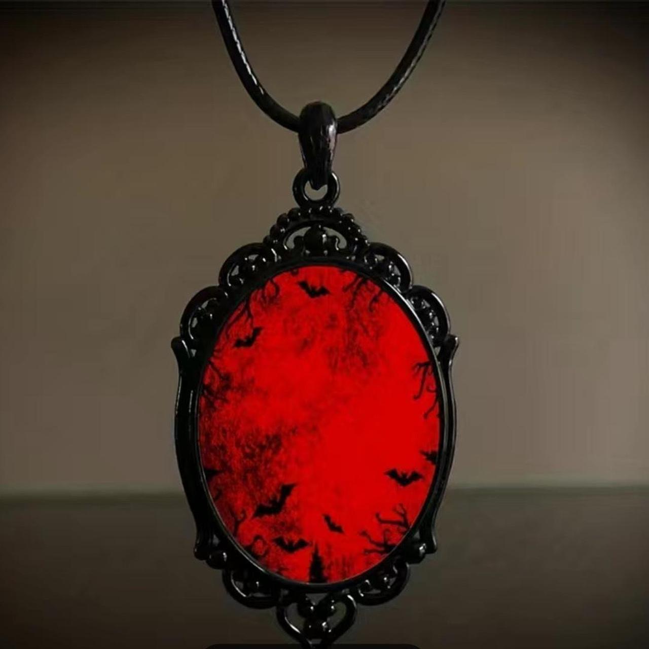 Gothic Vampire Bat Necklace. Black Leather Rope... - Depop