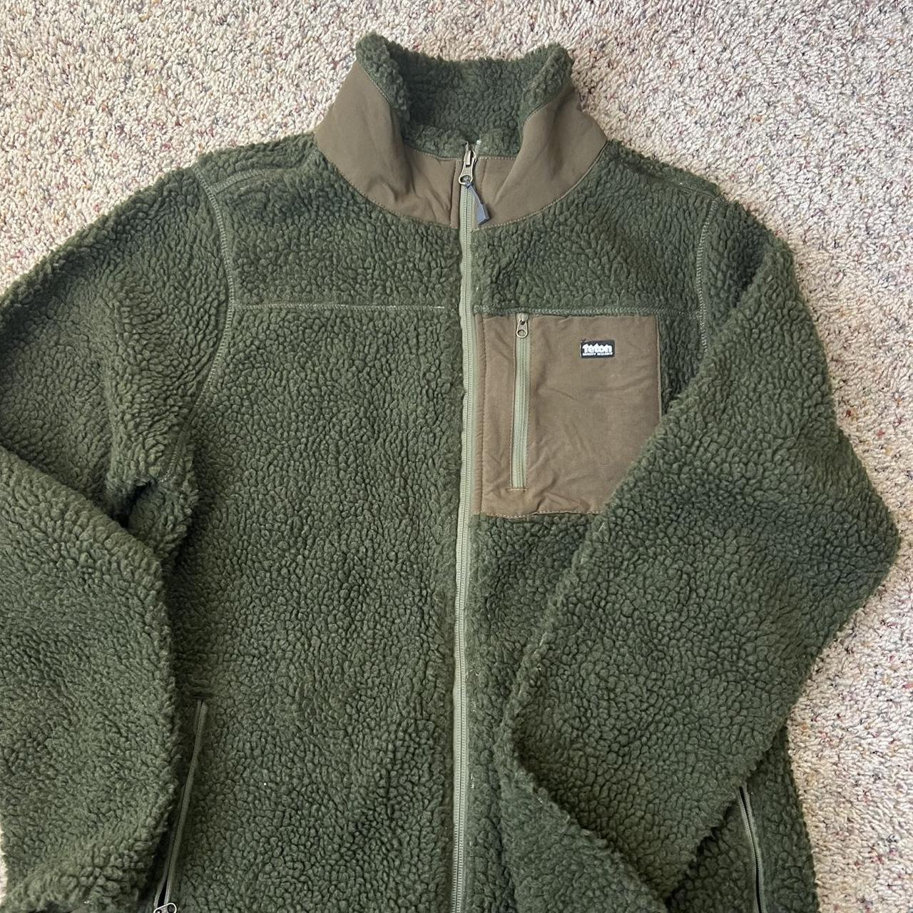 Teton Gravity Research Green and khaki Sherpa fleece... - Depop
