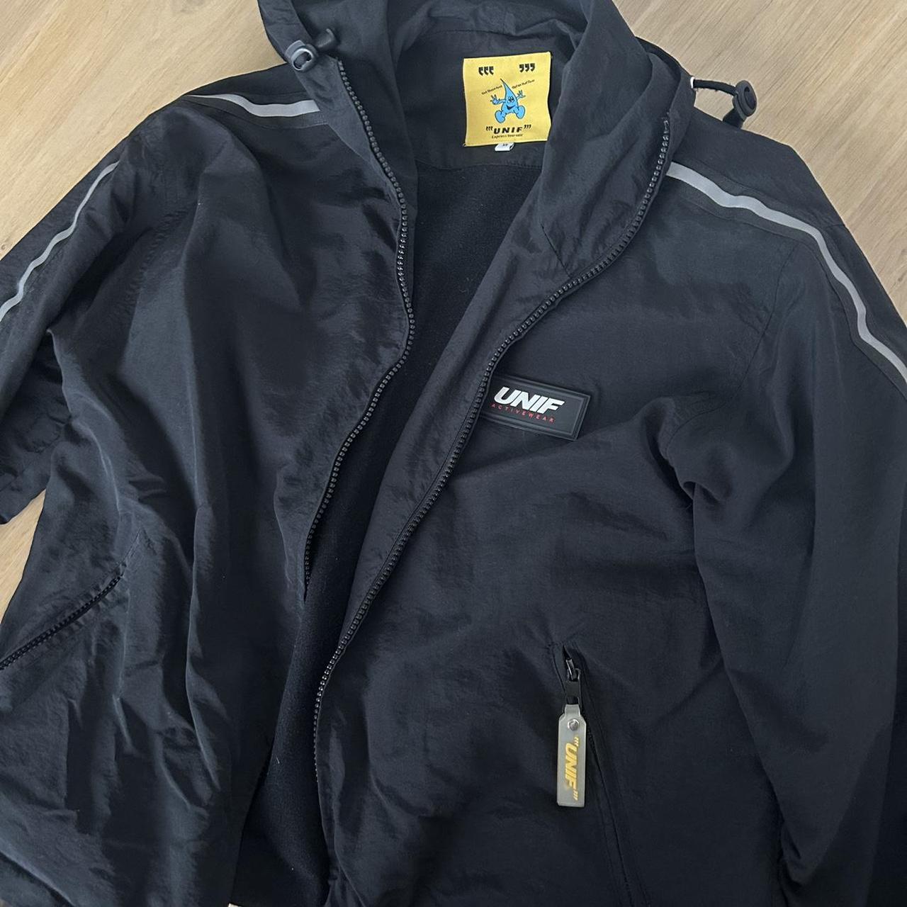 UNIF Black Jacket!! fleece inside windbreaker /... - Depop