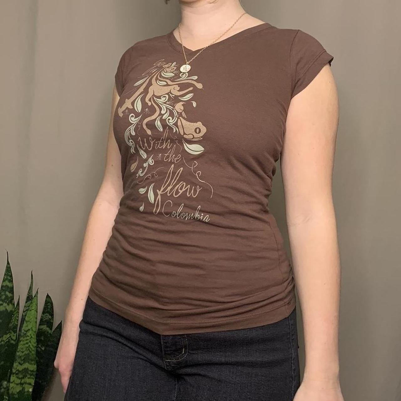 Y2k Brown Earthy Tee “Go With The Flow” Brand:... - Depop