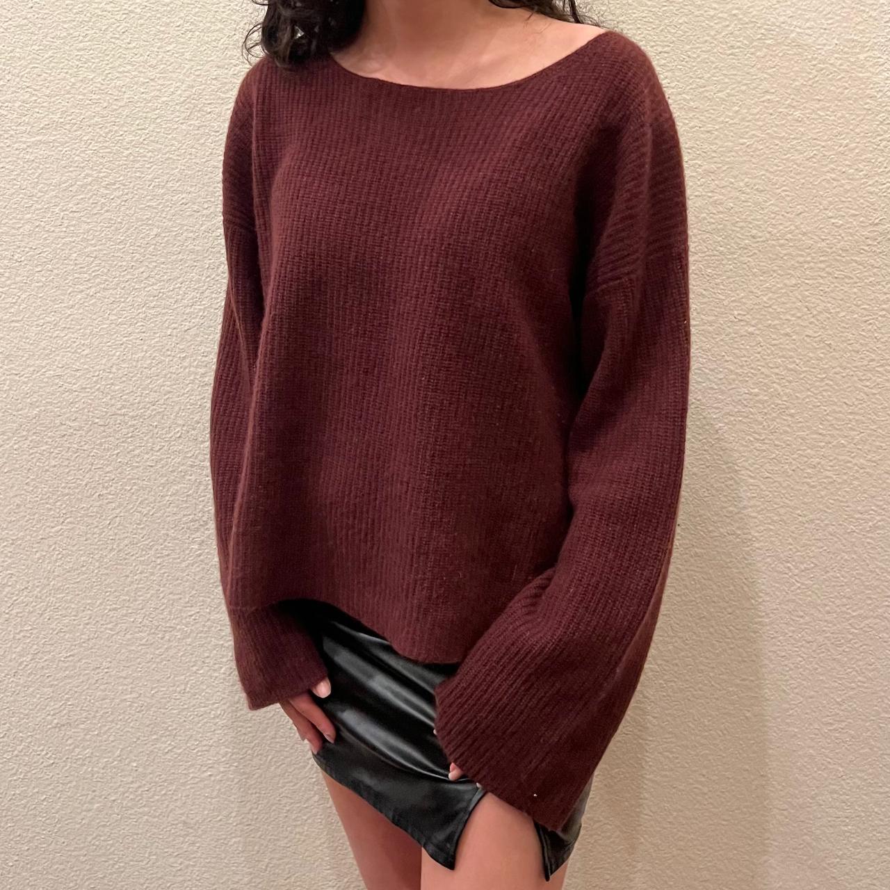 Skull Cashmere Maroon Crewneck Cropped Sweater Size... - Depop