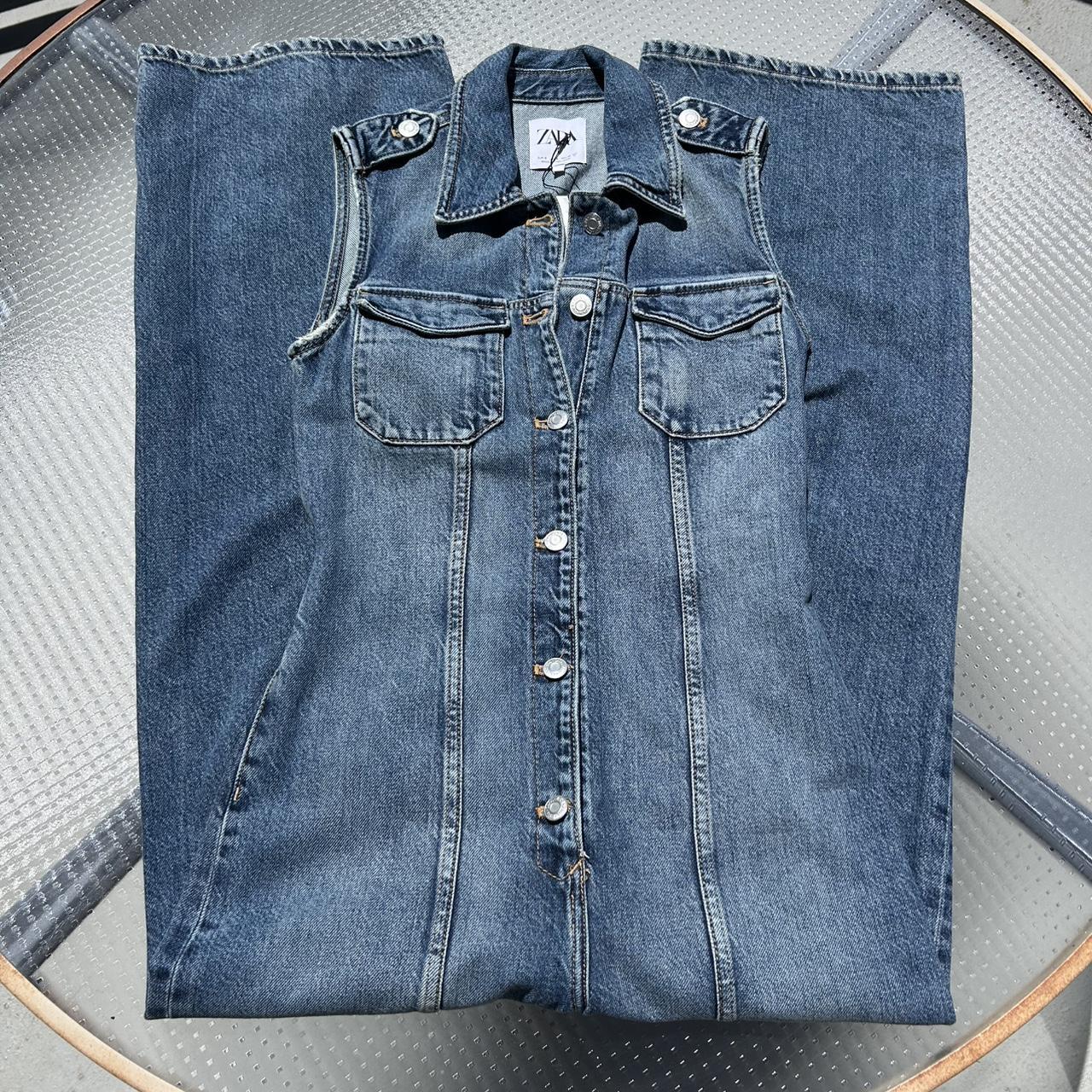 Open back denim Zara jumpsuit NEVER WORN... | Depop