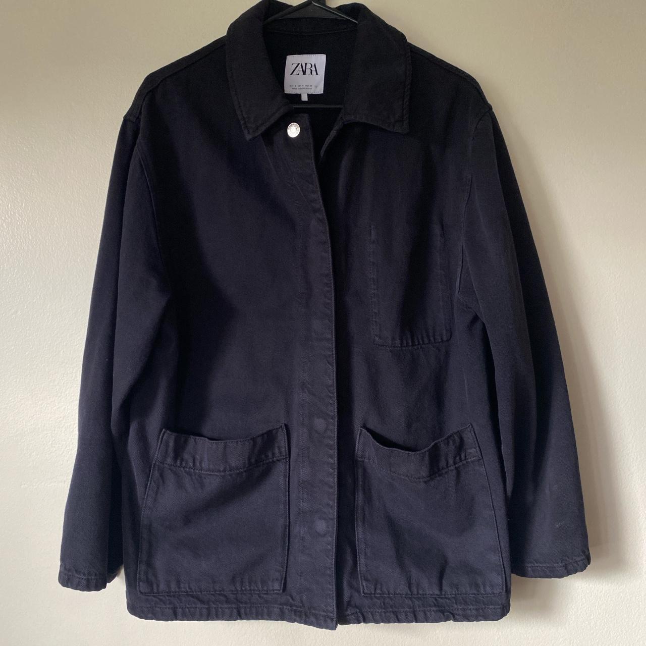 Zara black denim shacket/chore coat. Size small,... - Depop