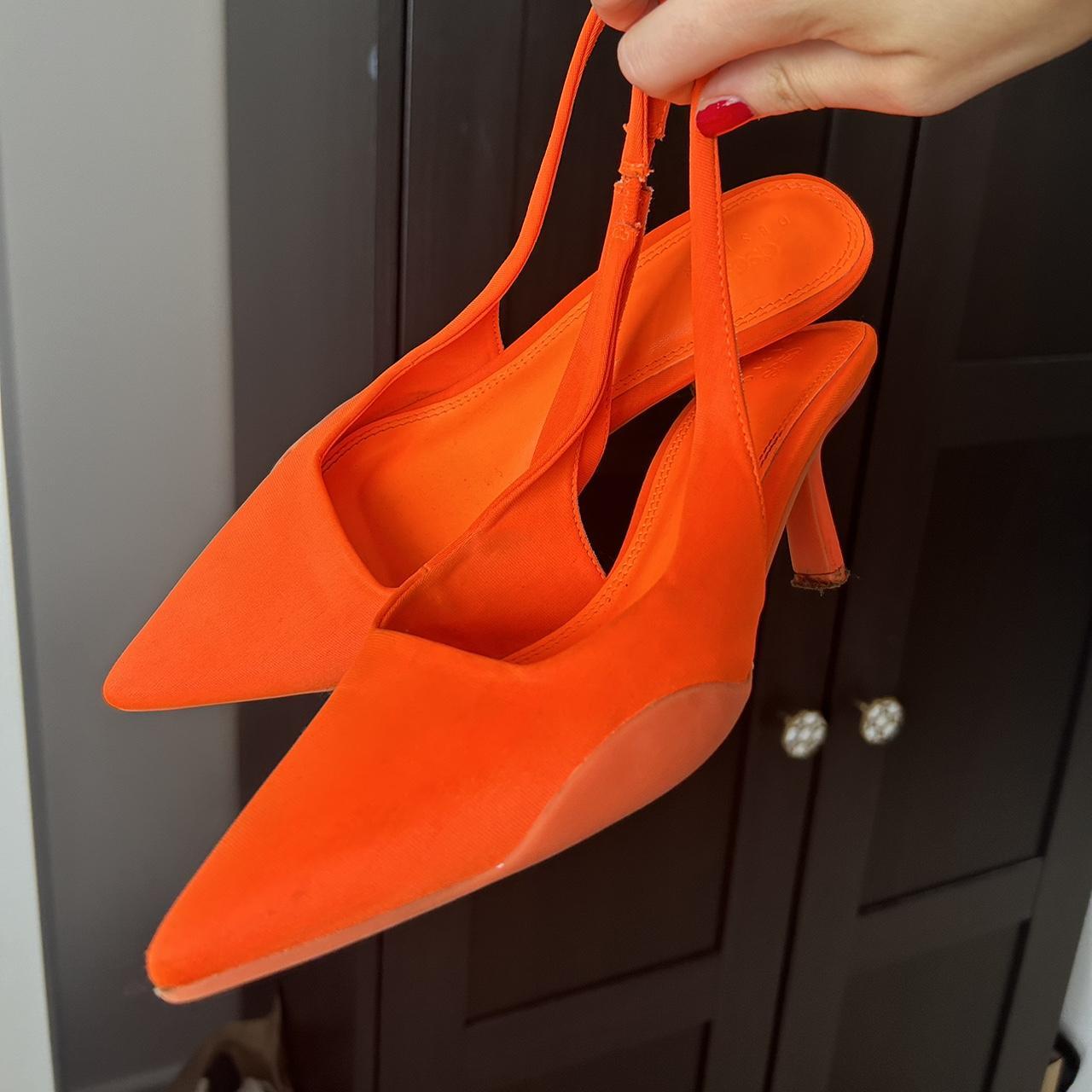 ASOS orange slingback heels mid heel few marks but... - Depop