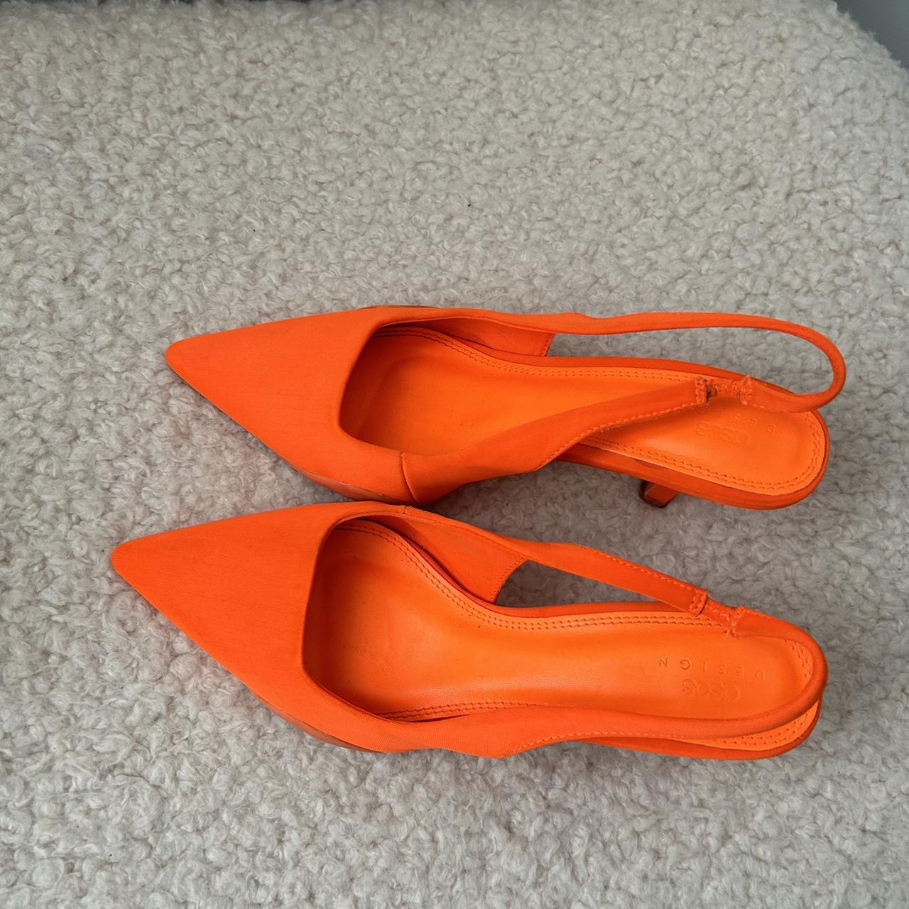 ASOS orange slingback heels mid heel few marks but... - Depop