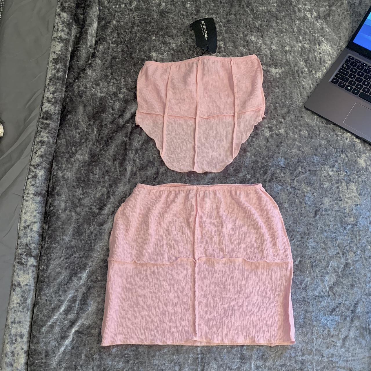 PLT BABY PINK RIB EXPOSED SEAM DETAIL DIP FRONT... - Depop