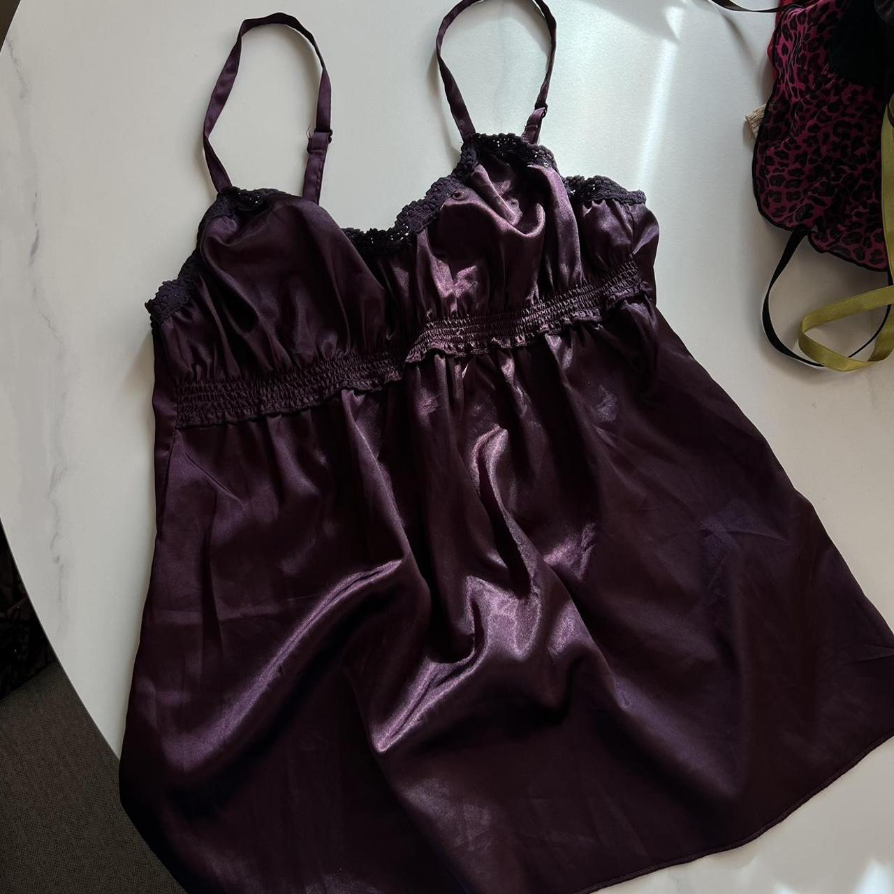 cute purple satin cami will fit size 6-8 new with... - Depop