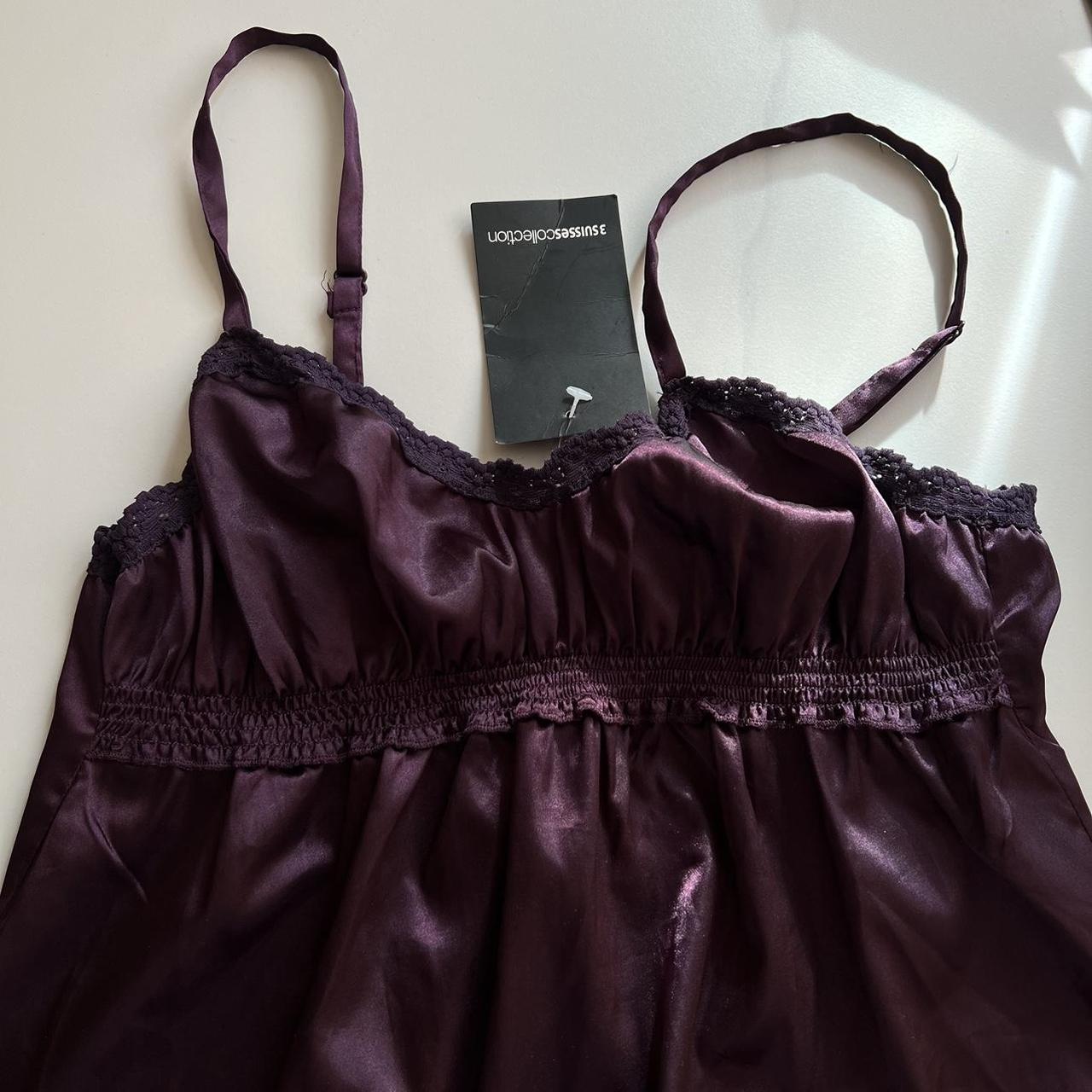 cute purple satin cami will fit size 6-8 new with... - Depop