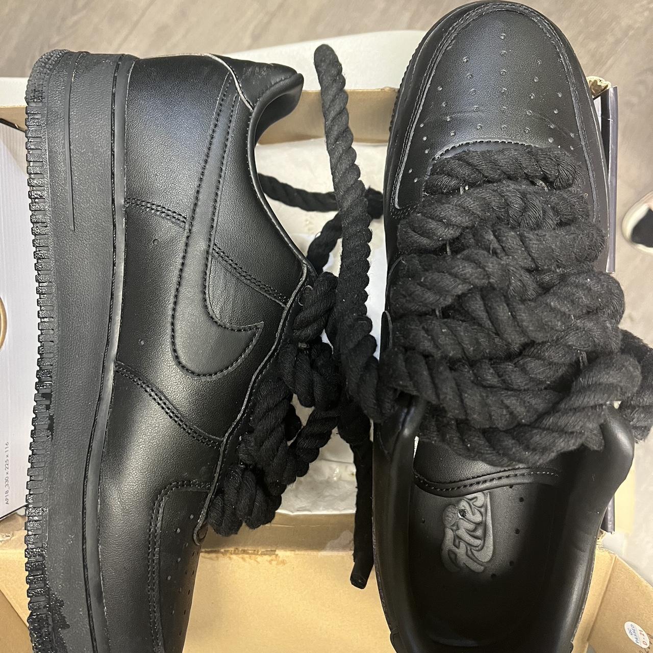 Custom black Nike air force 1, rope laces. amazing... - Depop