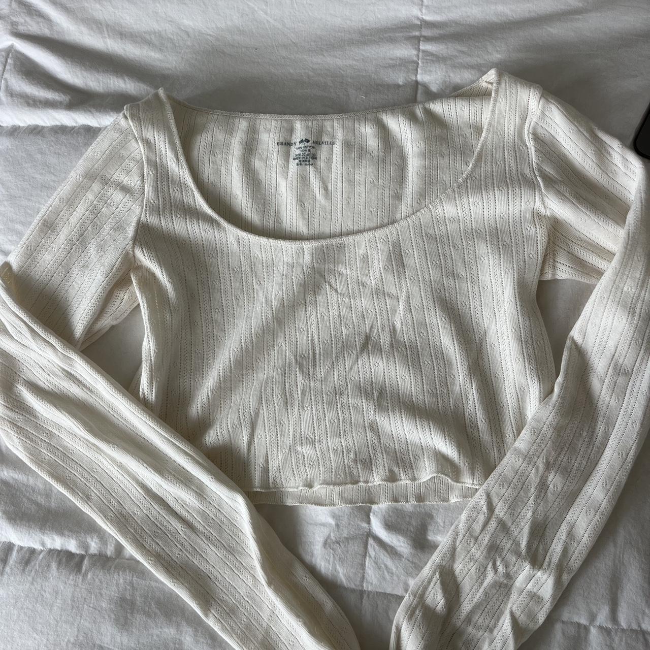 brandy melville cute cropped long sleeve top. very... - Depop