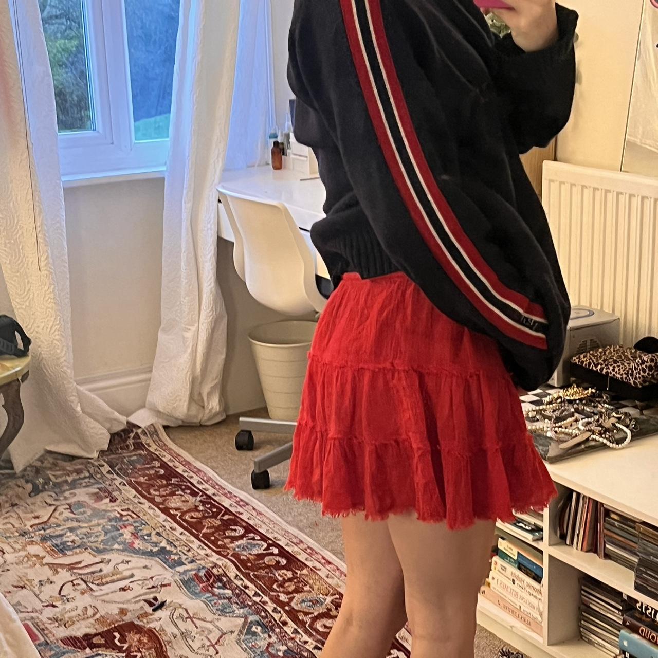 Bright red rara frilly skirt - Depop