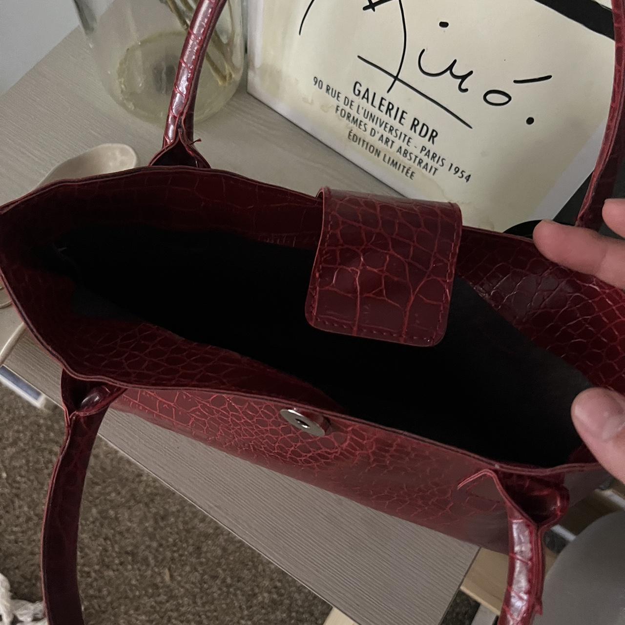 Deep red/ burgundy vintage vegan crocodile leather... - Depop