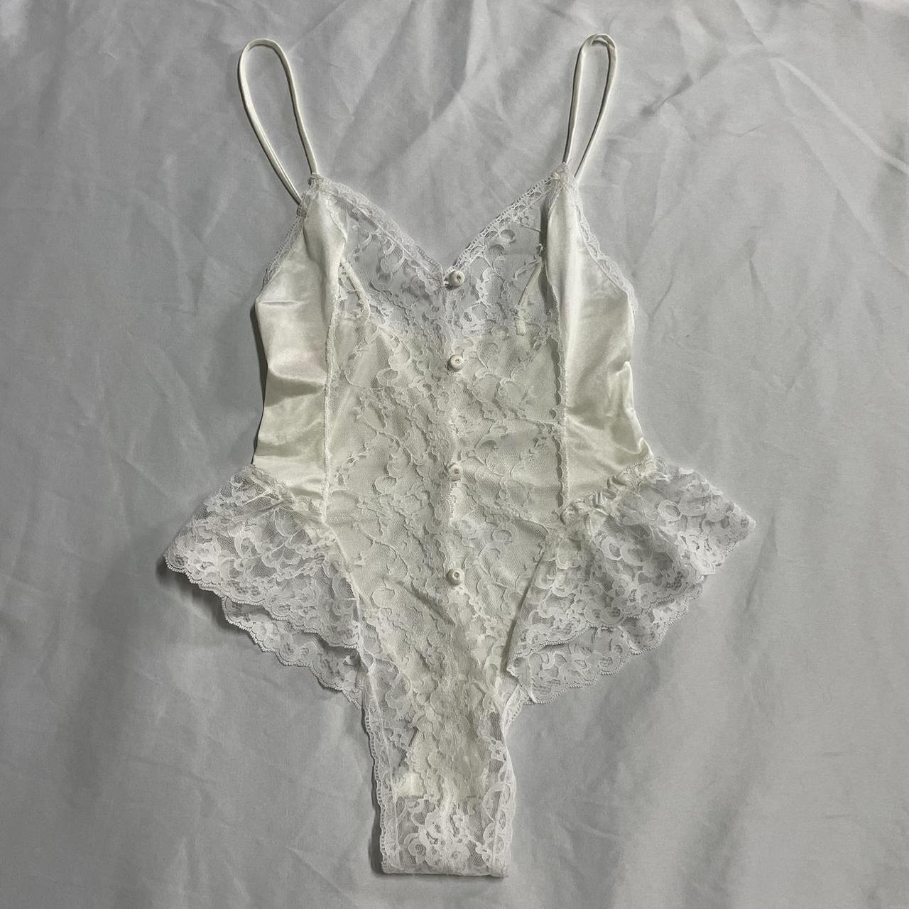 white lace slip bodysuit, STUNNING vintage bridal... - Depop