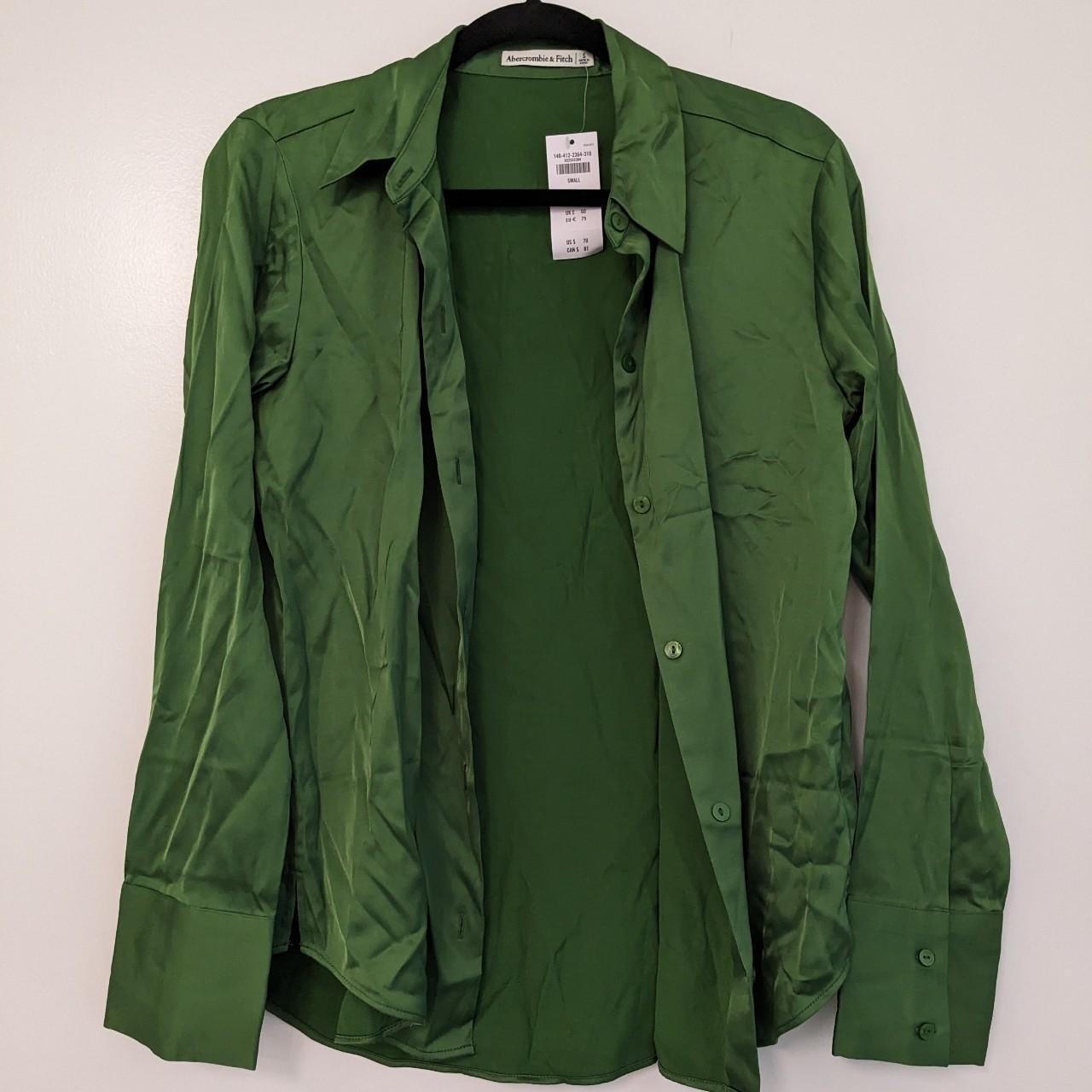 Abercrombie NWT lime green button up shirt. Long... - Depop