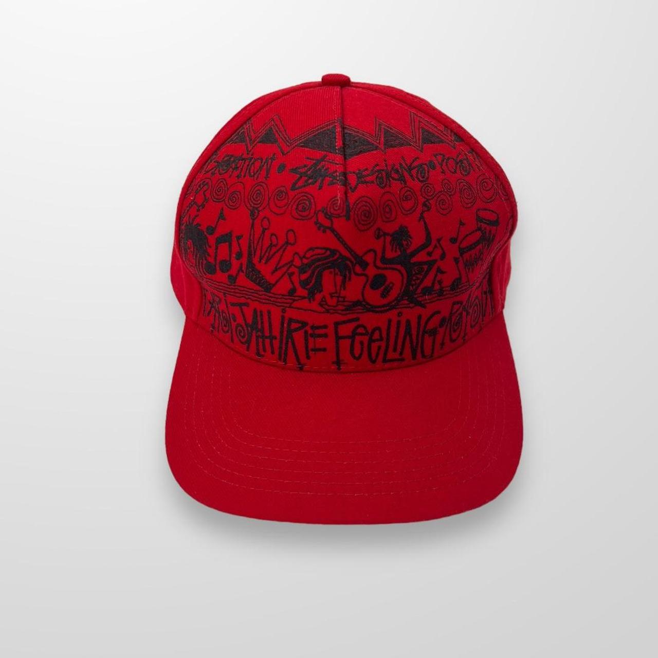 Vintage Stussy Snapback Cap In Red & Black One... - Depop