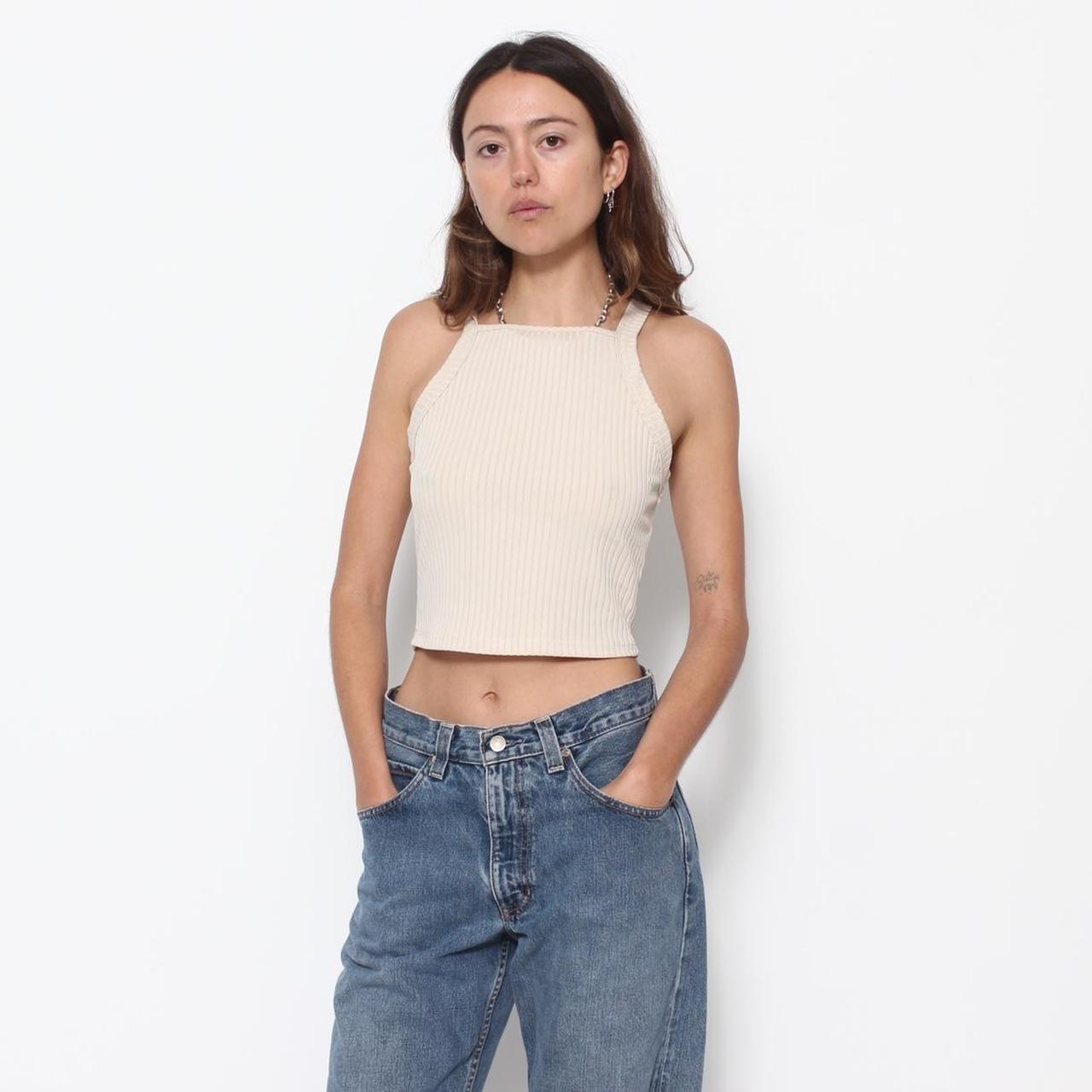 CUTE LIL WIDE RIBBED TAN TAUPE CAMI TOP // by win... - Depop