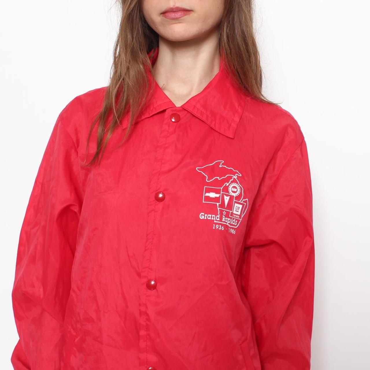 CHERRY RED VINTAGE NYLON BOXY COACHES JACKET... - Depop