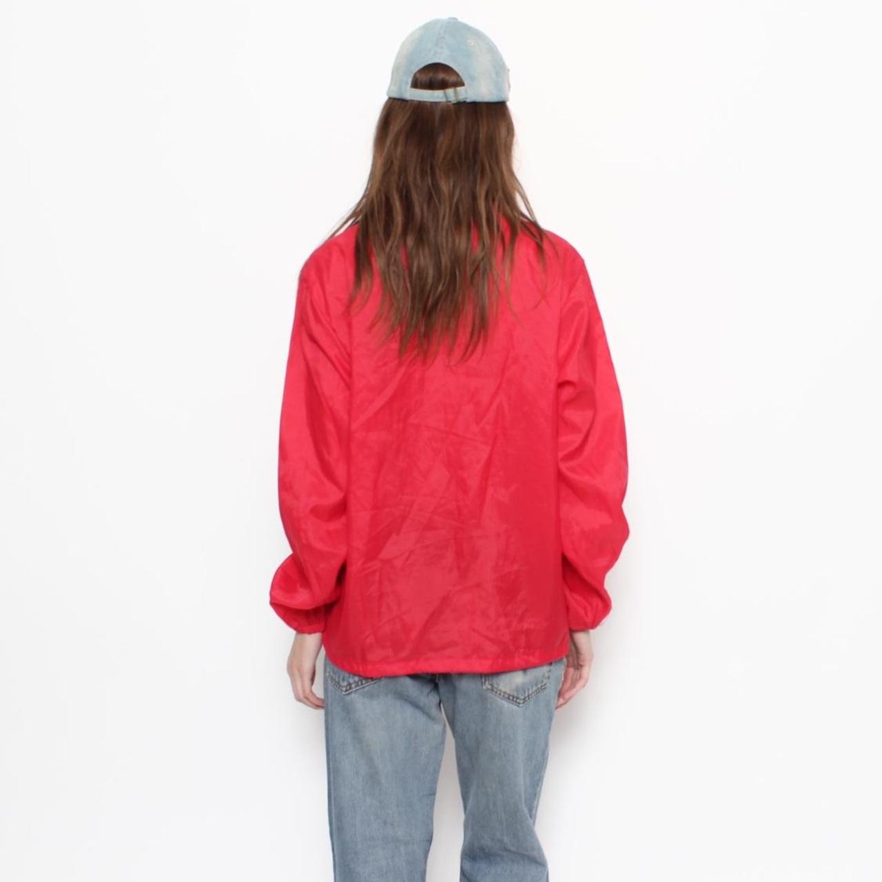 CHERRY RED VINTAGE NYLON BOXY COACHES JACKET... - Depop