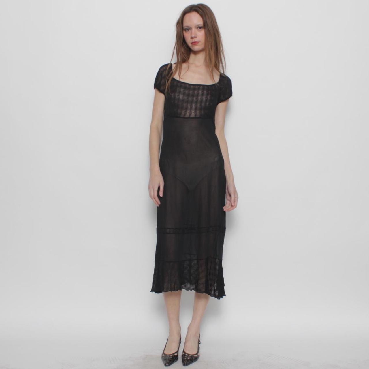 LUXXE ITALIAN VINTAGE BLACK KNITTED SHEER CAP SLEEVE... | Depop