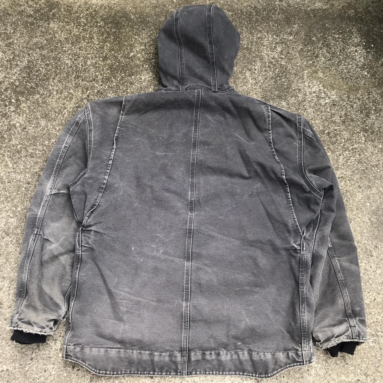 Vintage sun faded black Carhartt sherpa lined Jacket... - Depop