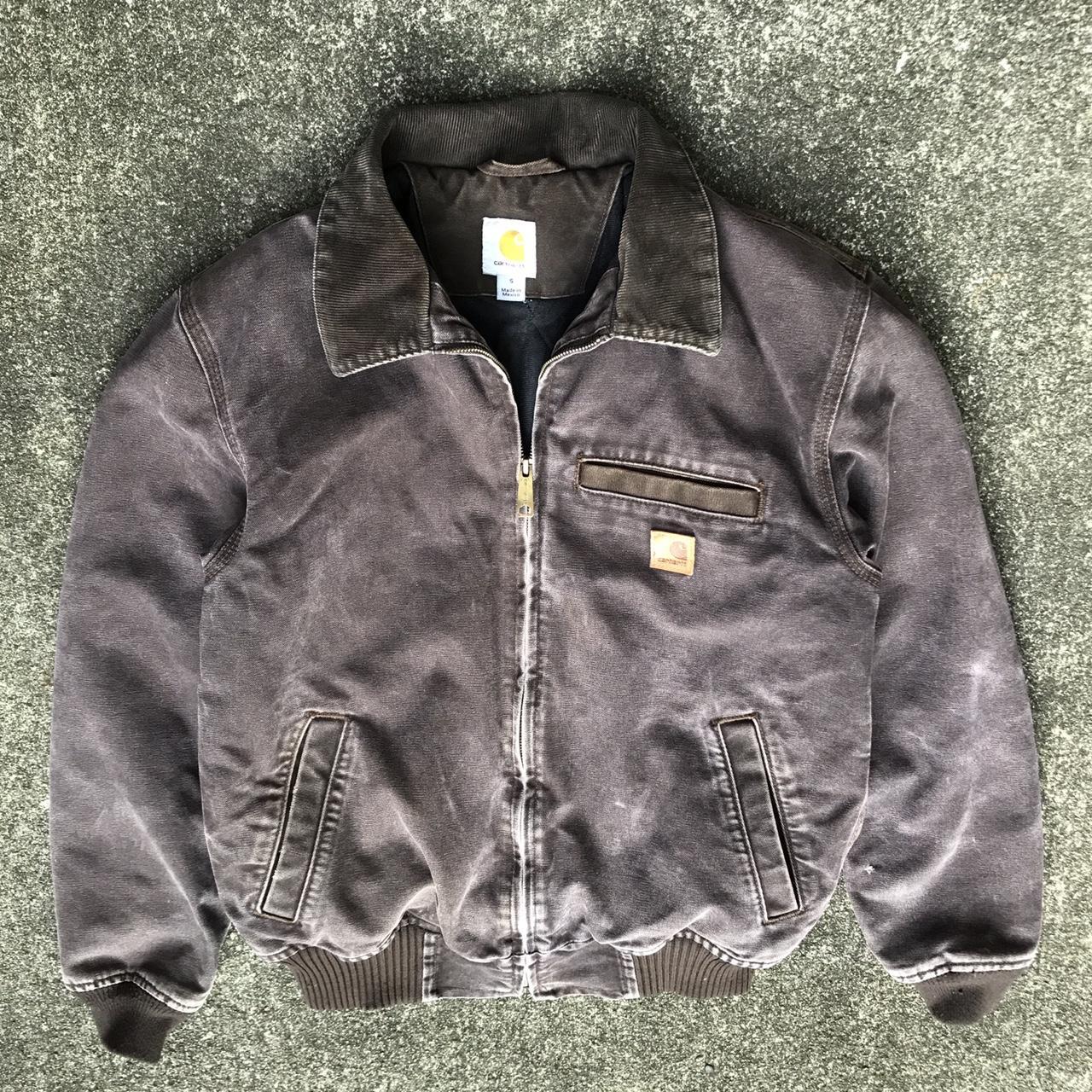 Y2K faded mocha brown Carhartt Jacket tagged small... - Depop