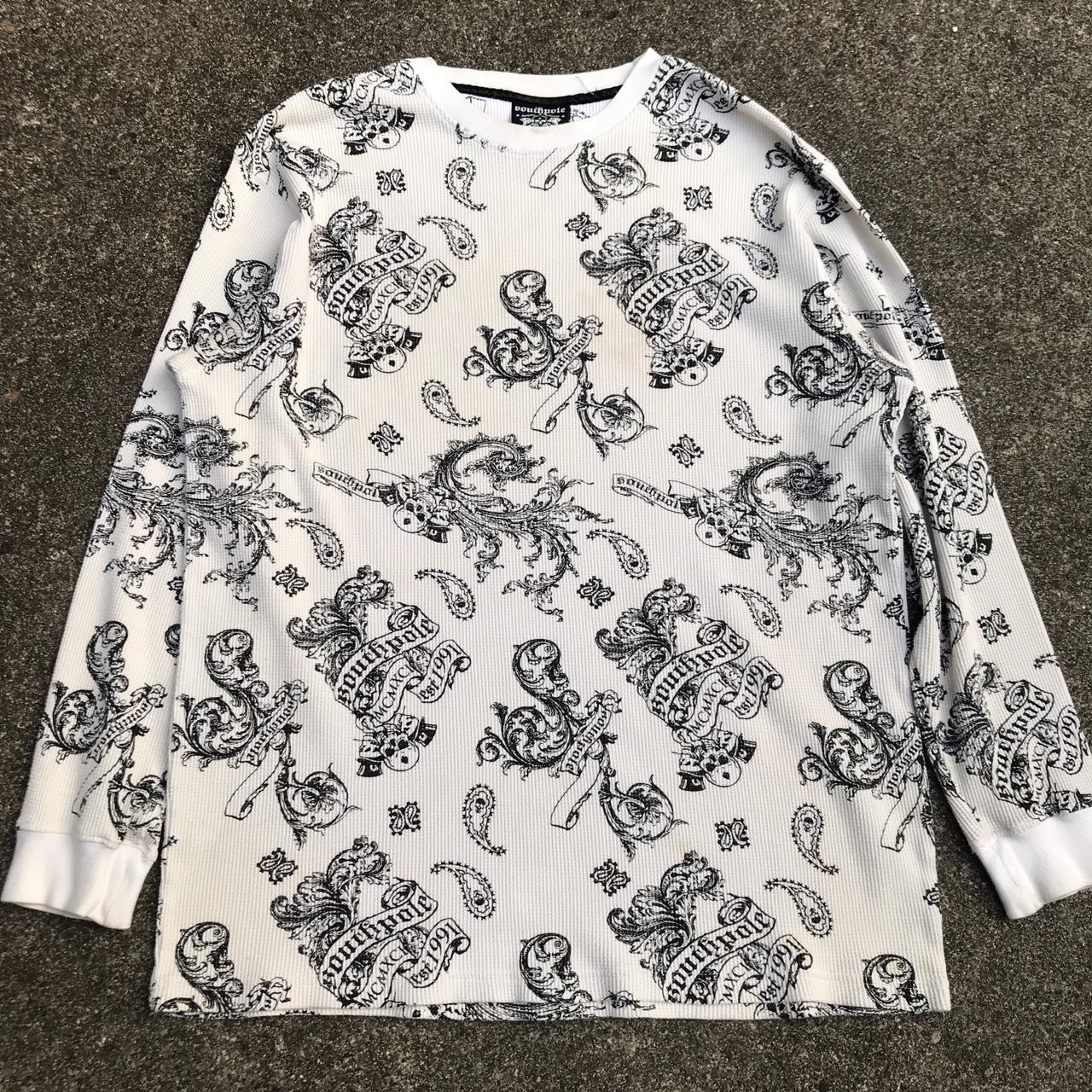 Y2K cyber grunge Mall goth SouthPole AOP skulls long... - Depop