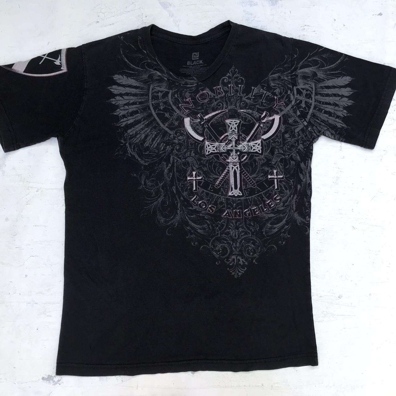 Y2k cyber grunge mall goth affliction cross t shirt... - Depop