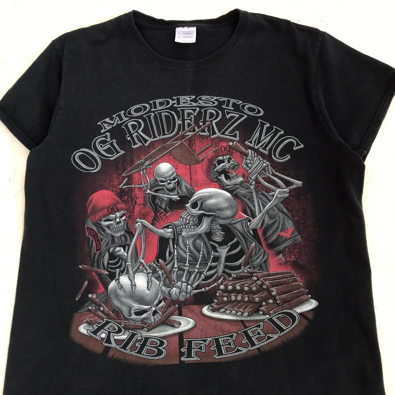 Y2K mall goth biker skeletons skulls cyber grunge t... - Depop