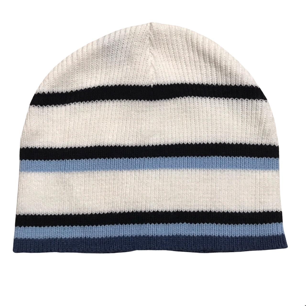 Y2K knit striped skater beanie hat, Adult size... - Depop