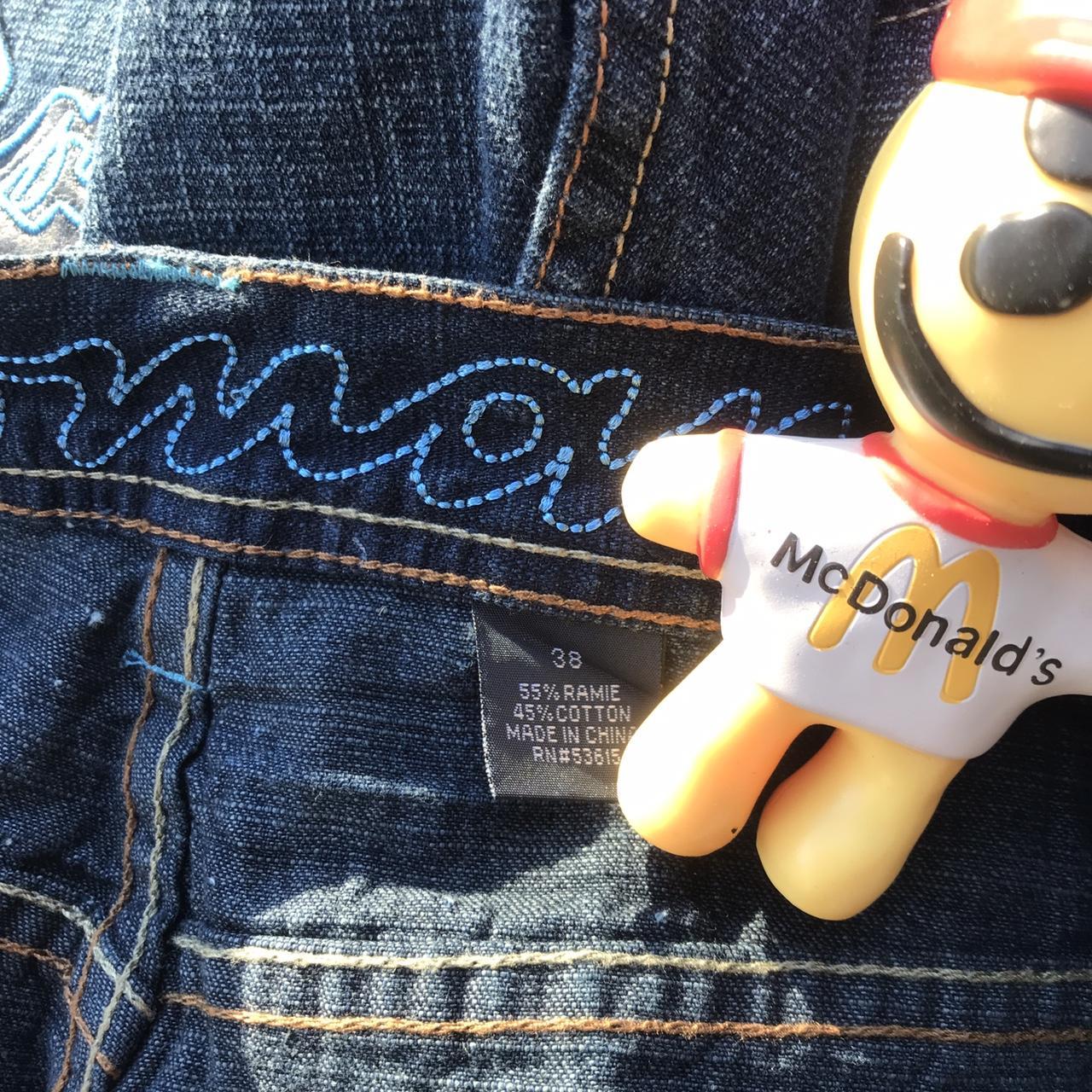 Koman Y2k Baggy stonewashed skull jeans jorts Mall... - Depop