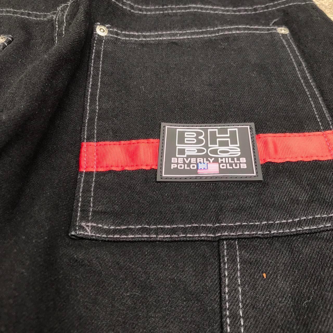 Vintage Black y2k baggy embroidered patch tappered... - Depop