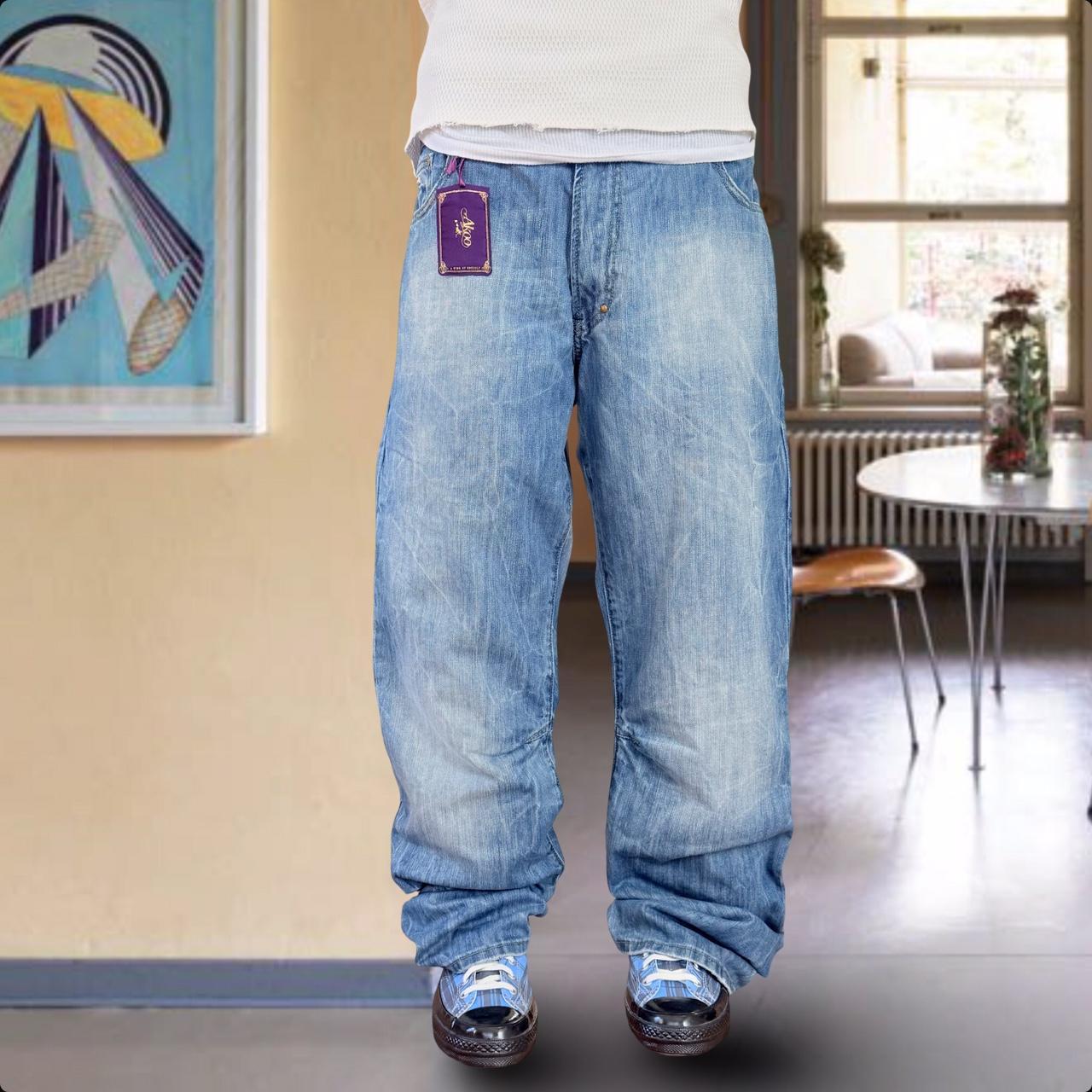 Y2K Embroidered Akoo jeans pants 38” waist x 33”... | Depop