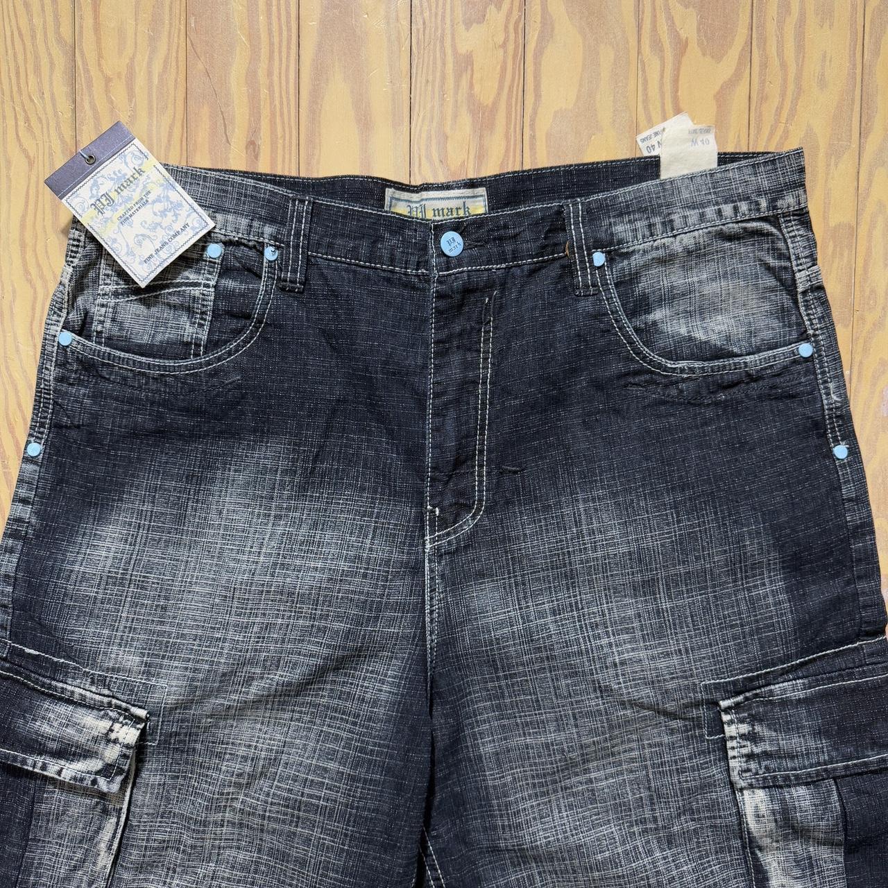 Vintage Y2K cargo black stonewashed capri long jorts... | Depop
