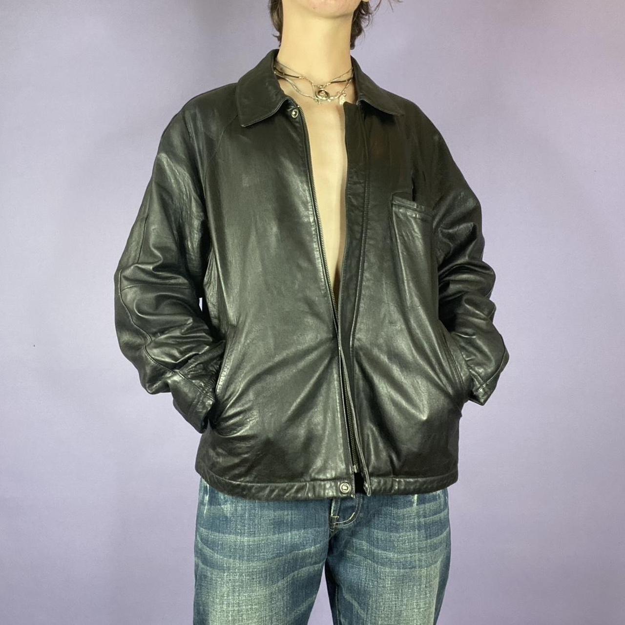 Hottie 90s Punk Biker Simple Leather Jacket 💒 +a... - Depop